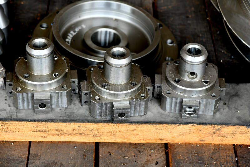 Turning Round Parts with Holes after Drilling Machine Stock Image ...