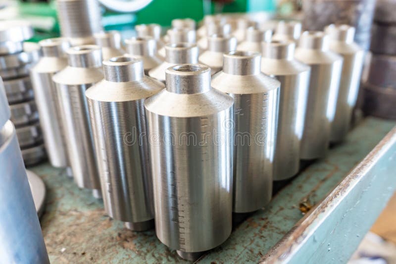 After Turning, Round Parts are in Stock in the Workshop. Stock Image ...