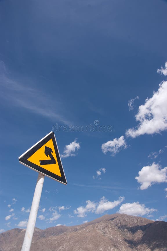 Turning sign stock photo. Image of sign, signal, mountain - 15307526