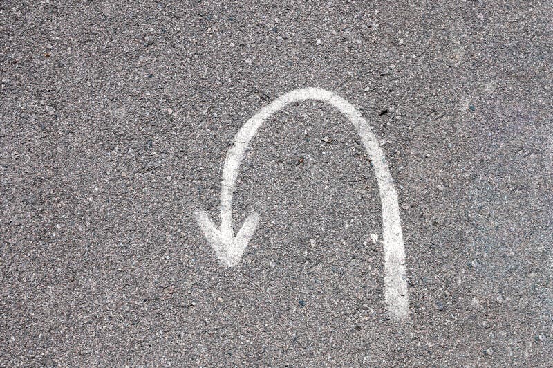 Turning Sign on Road. Turn Back Asphalt Road Texture Background Stock ...