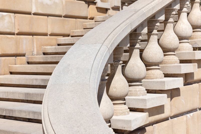 Turning Stone Staircase with a Beautifully Designed Balustrade Stock ...