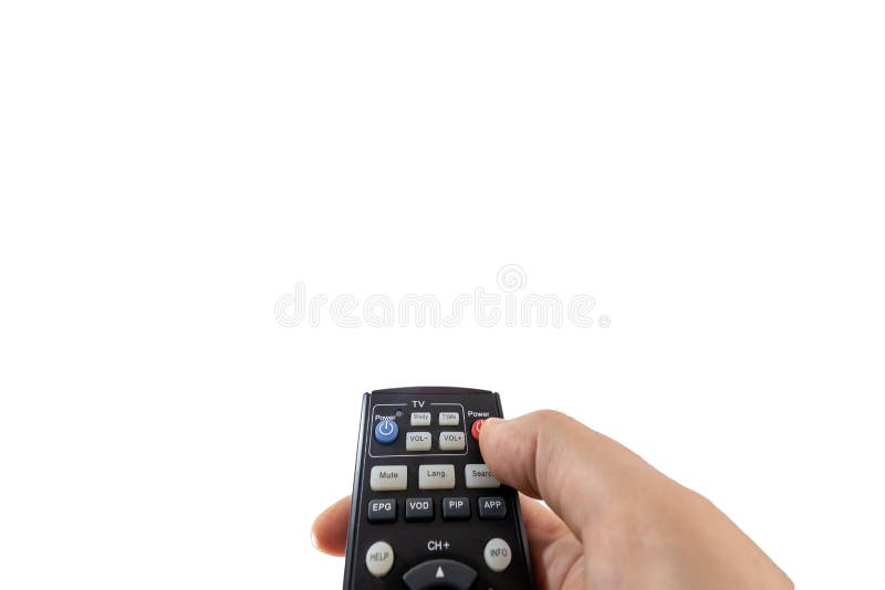 Turning on a TV with a Remote Control Stock Photo - Image of media ...