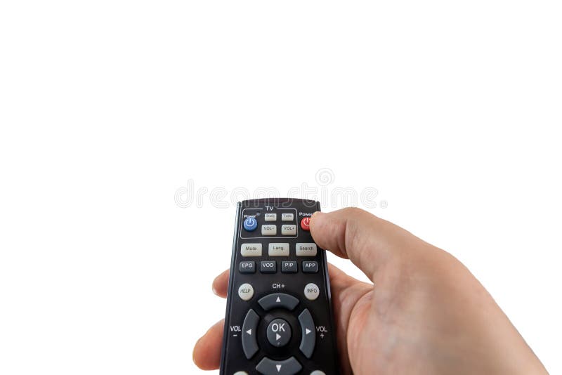 Turning on a TV with a Remote Control Stock Image - Image of background ...