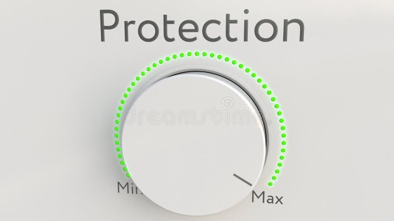 Turning White Hi-tech Knob with Protection Inscription from Minimum To ...