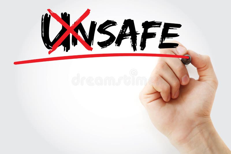 Unsafe or Safe As a Choice in Life - Pictured As Words Unsafe, Safe on ...