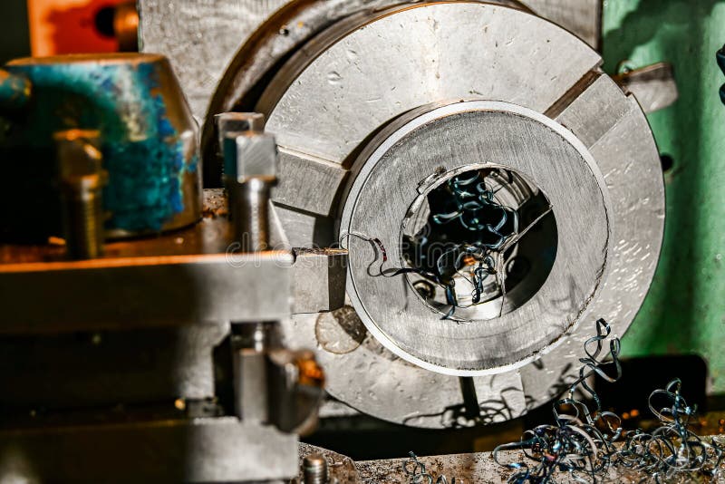 Turning Work on the Machine, Metal Cutting Stock Image - Image of drill ...