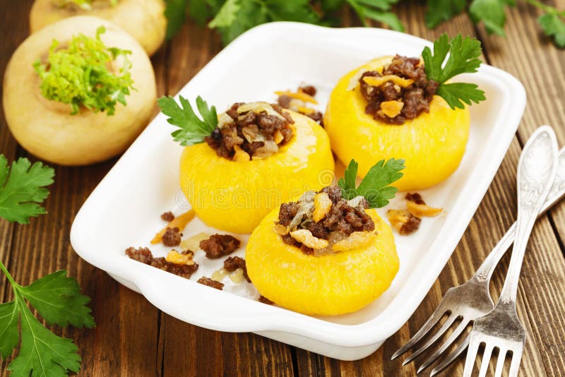 Turnip Stuffed with Minced Meat Stock Image - Image of stuffing, root ...