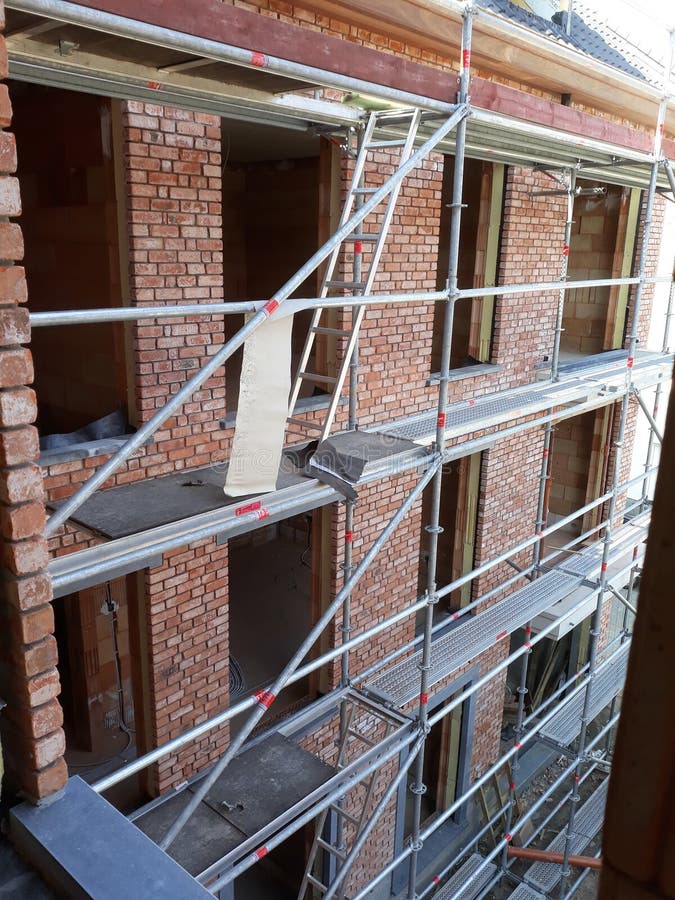 Construction of a Turnkey House of Brick and Concrete Stock Photo ...