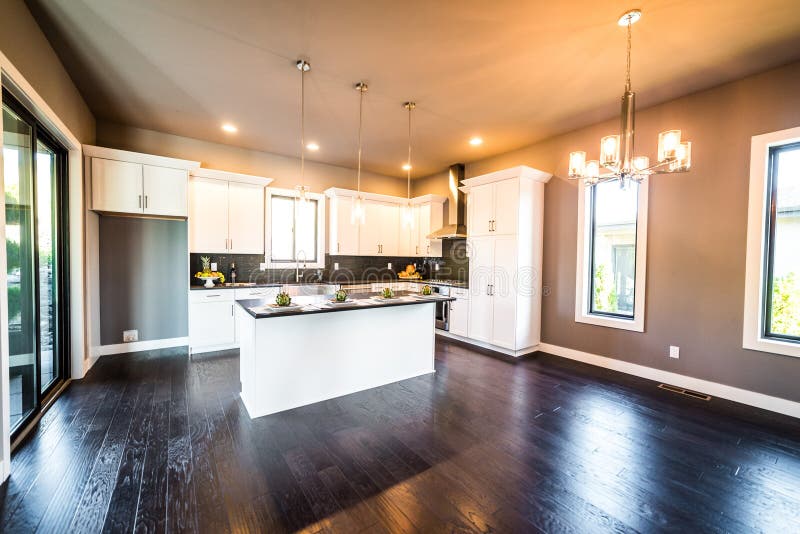 Turnkey Kitchen in Newly Constructed Home Stock Photo - Image of ...