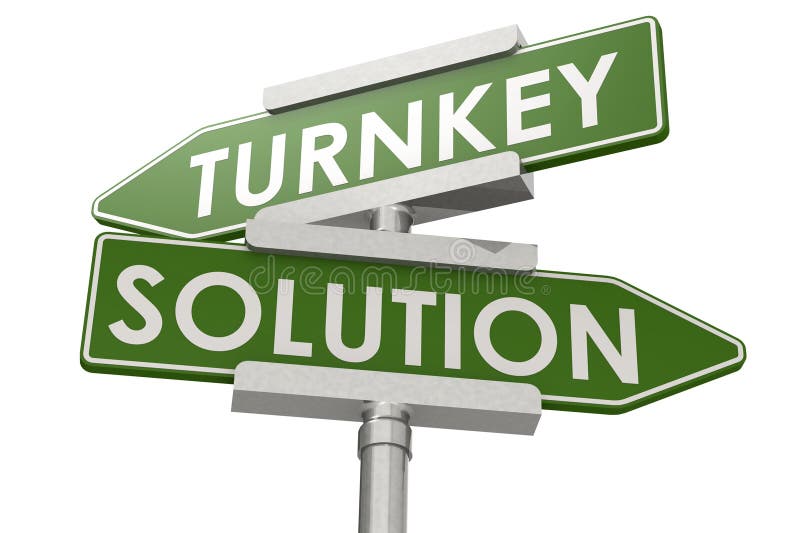 Turnkey Solution Word on Green Road Sign Stock Illustration ...