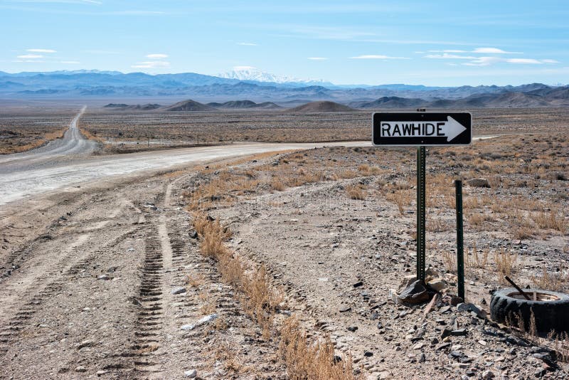 The turnoff to Rawhide stock photo. Image of mountain - 67395646