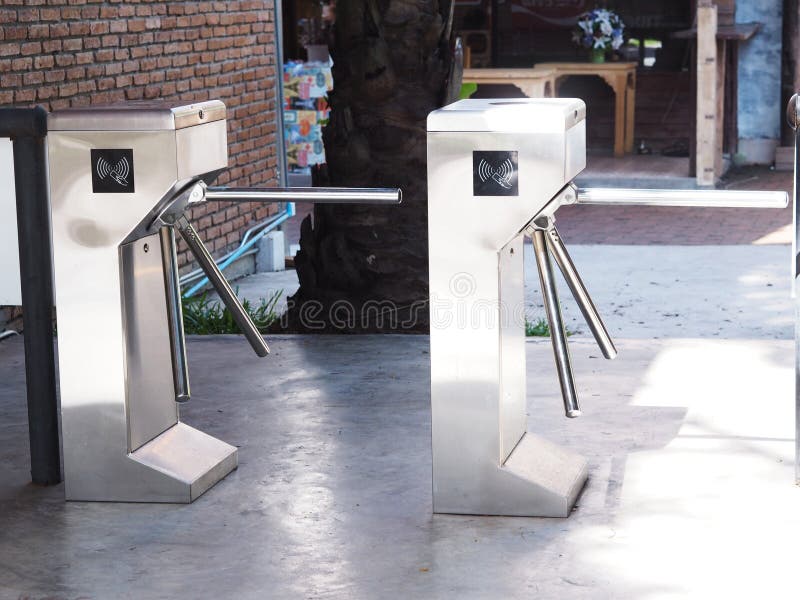 Turnstile Controlling with Electronic Card Reader Stock Image - Image ...