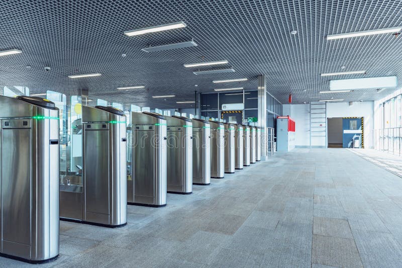 Turnstiles with Electronic Card Readers Stock Image - Image of access ...