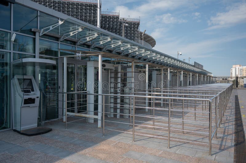 Turnstiles in Front of the Entrance To the Stadium. Stock Image - Image ...