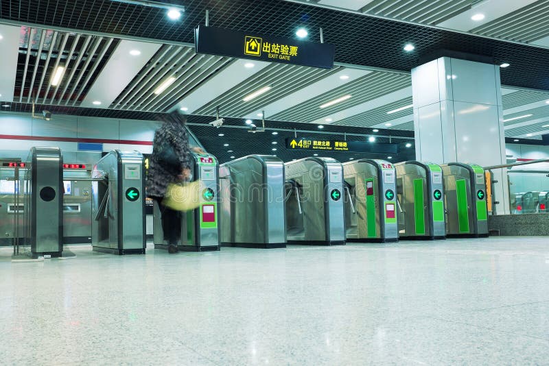 Turnstiles in the subway stock image. Image of gate, city - 48100173