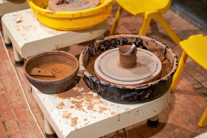 Turntable Equipment for Making Pottery in Pottery Shop Stock Image ...