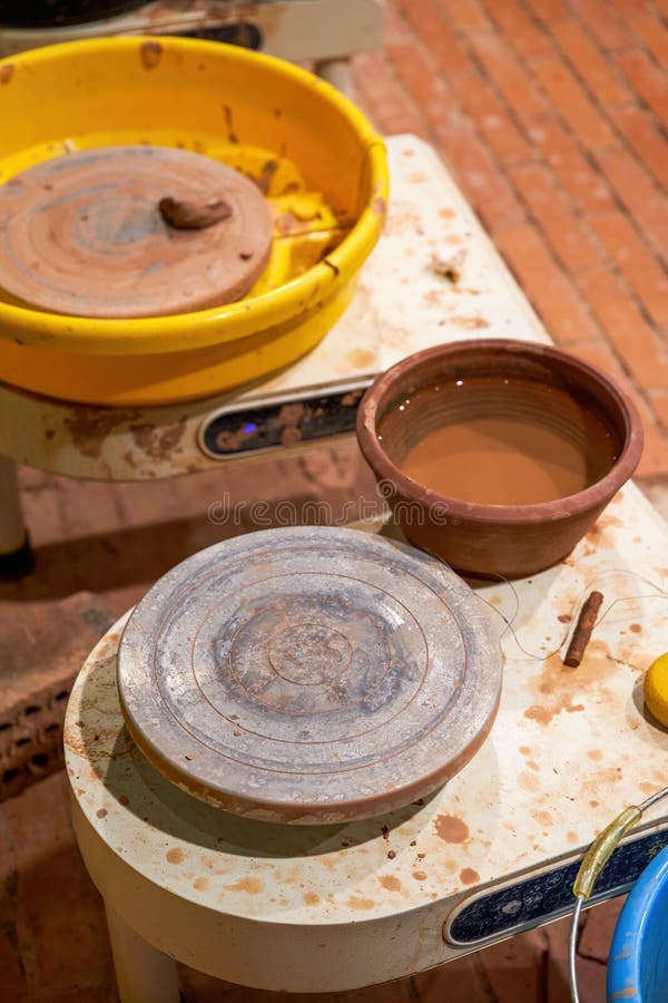 Turntable Equipment for Making Pottery in Pottery Shop Stock Image ...