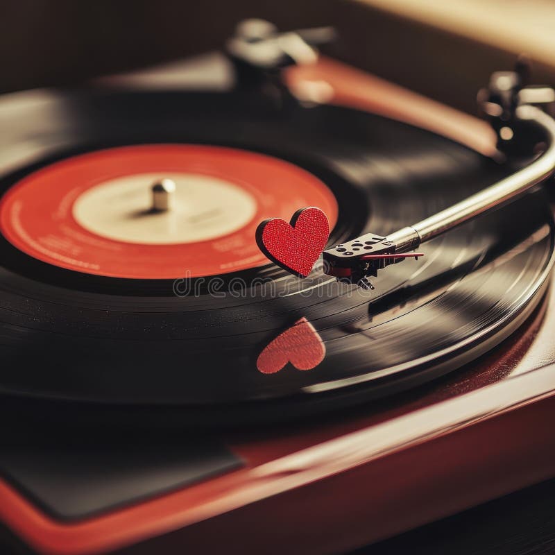 Turntable with Heart Design on Vinyl Record Player in a Music Studio ...