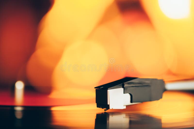 Turntable with LP Vinyl Record Against Burning Fire Stock Photo - Image ...