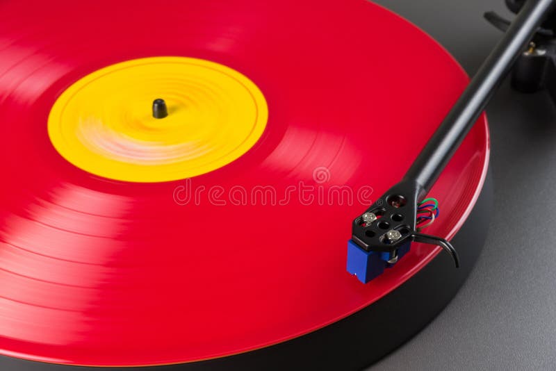 Turntable Playing Colorful Vinyl Record Close Up Stock Photo - Image of ...