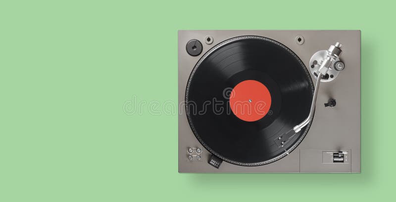Turntable is Playing Vinyl LP Record Top View. Clipping Path Stock ...