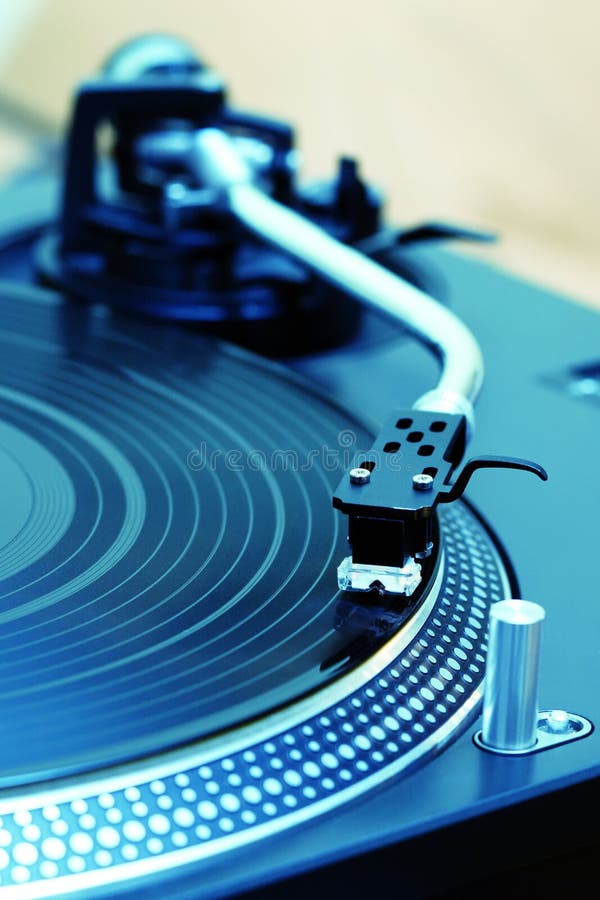 Turntable Playing Vinyl Record Stock Photo - Image of needle ...