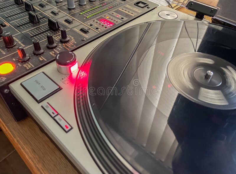 Turntable Playing Vinyl Record Music Stock Image - Image of equipment ...