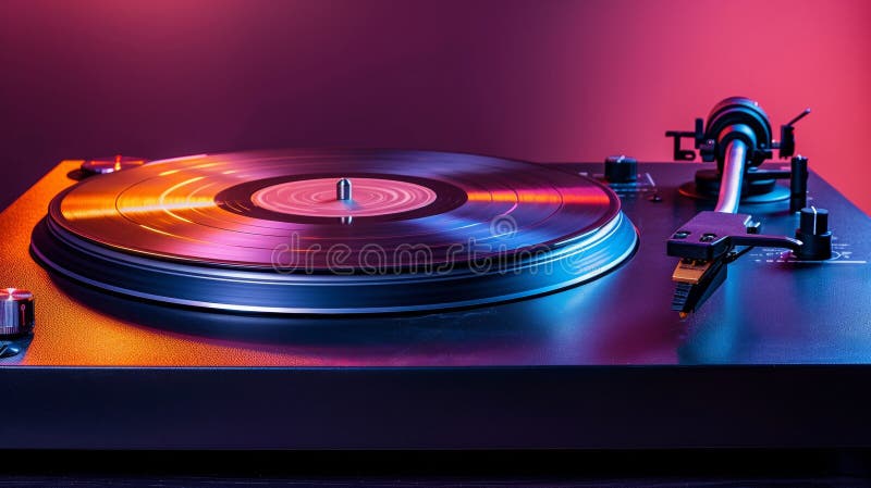 A Turntable with a Record on it Sitting in Front of the Light, AI Stock ...