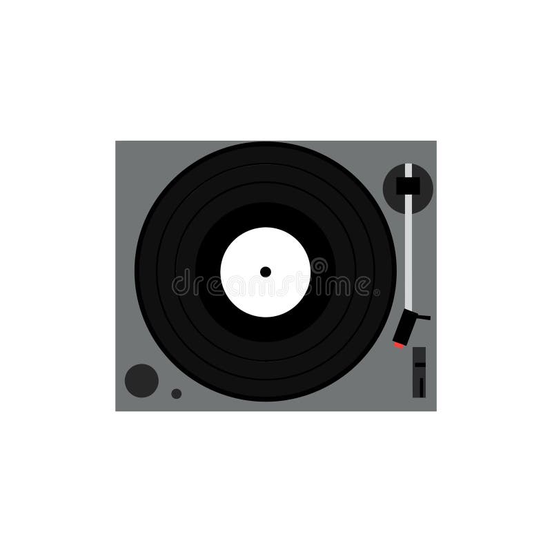 Turntable with Spinning Vinyl Record in Flat Design Vector Art Stock ...