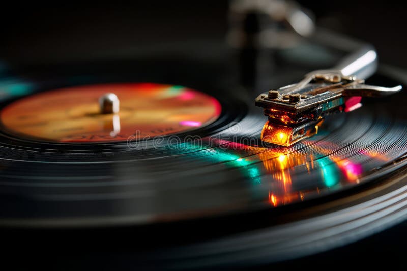 Spinning Vinyl Record with Glowing Stylus Stock Image - Image of ...