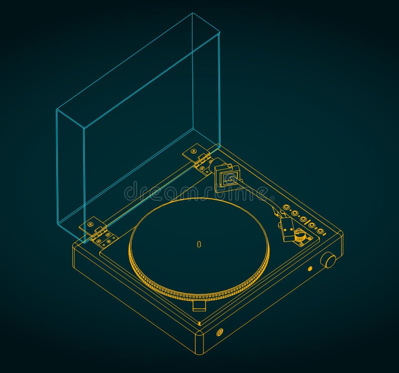 Turntable Vinyl Isometric Blueprint Stock Vector - Illustration of ...