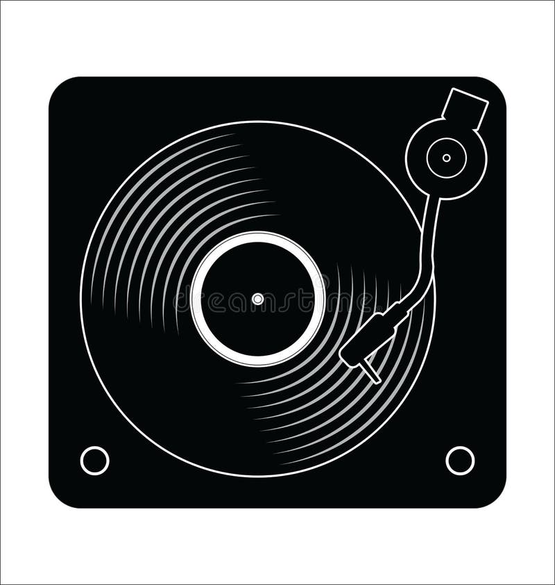 Turntable and Vinyl Record Disc Flat Simple Design Stock Vector ...