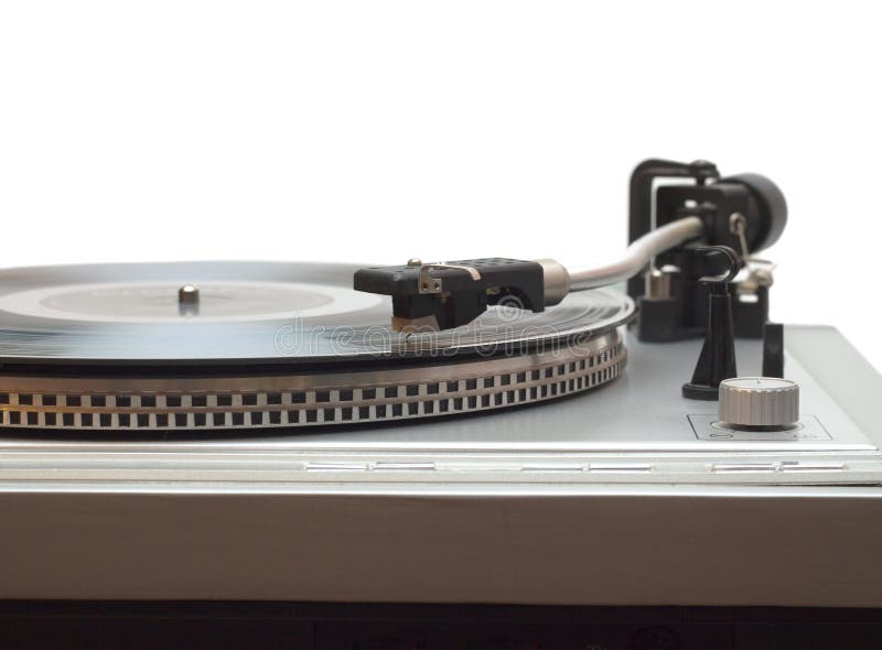 Turntable with Vinyl Record Isolated Stock Photo - Image of device ...