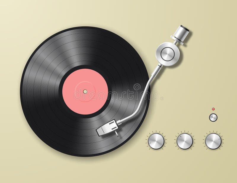 Turntable with Vinyl Record and Round Volume Controls. Vector ...