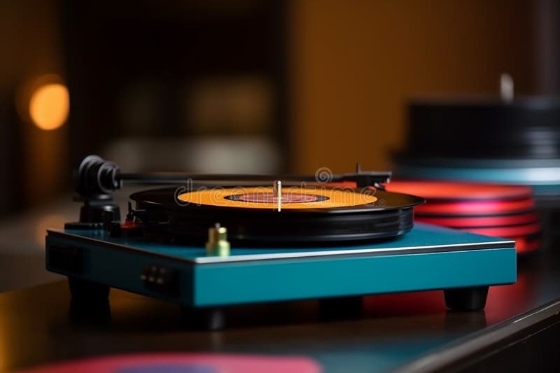 Turntable of Vinyl Records the Player is Single-line, Color, Art Stock ...
