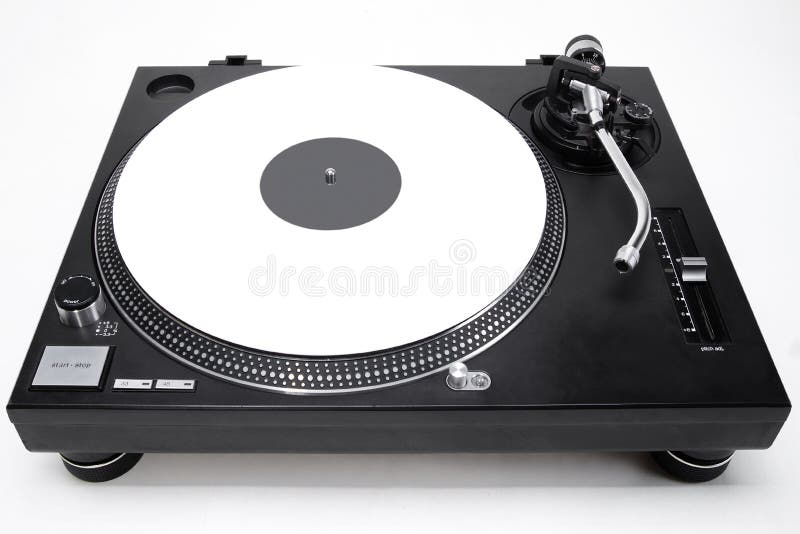 Turntable with White Vinyl Record Stock Image - Image of entertainment ...