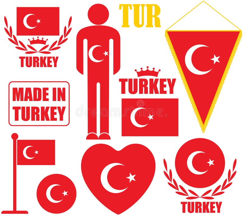 Corazón En Colores Y Símbolos De La Bandera Turca, Stock de ilustración ...