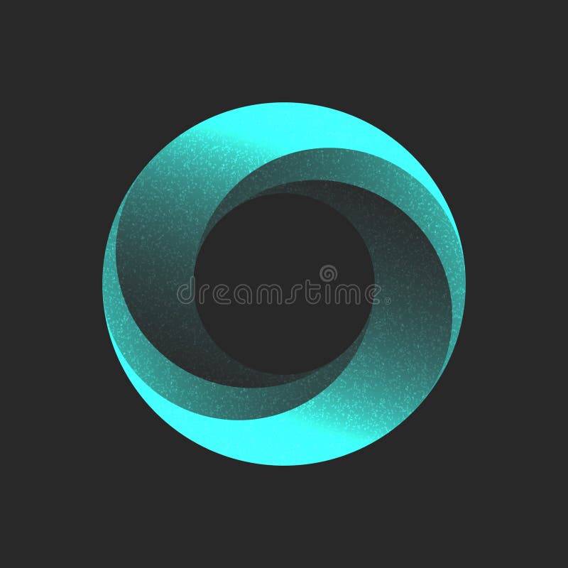 Turquoise Abstract Circular Logo, Impossible Object of the Ring Shape ...