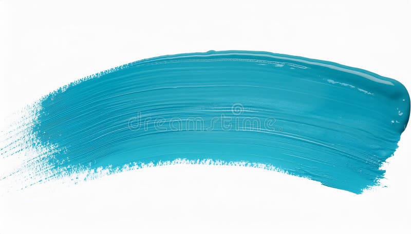 Turquoise Acrylic Paint Brush Stroke Creating a Large Abstract Shape on ...
