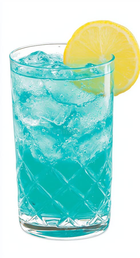 Turquoise Alcohol Cocktail with Berries and an Orange Slice Isolated ...