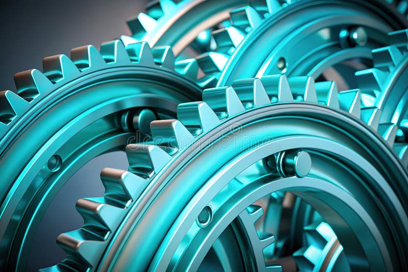 A Turquoise Arc of Interconnected Gears Visualizing Business Process ...