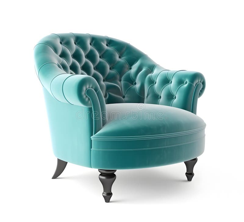 Turquoise Arm Chair Isolated on White Background. Stock Illustration ...