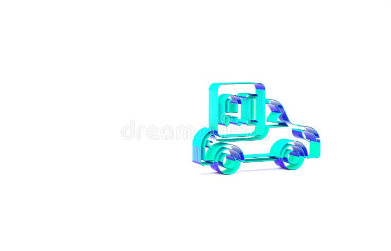 Turquoise Autonomous Artificial Intelligence Smart Car Icon Isolated on ...
