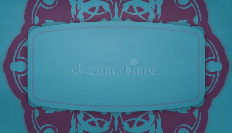 Turquoise Banner with Greek Purple Pattern and Space for Logo or Text ...