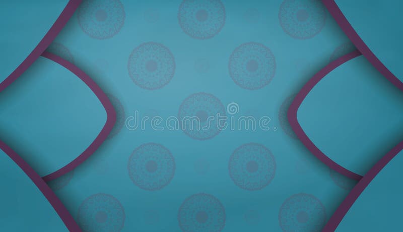 Turquoise Banner with Luxurious Purple Pattern and Space for Logo or ...