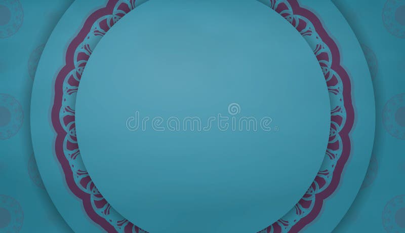 Turquoise Banner Template with Luxurious Purple Pattern for Design ...