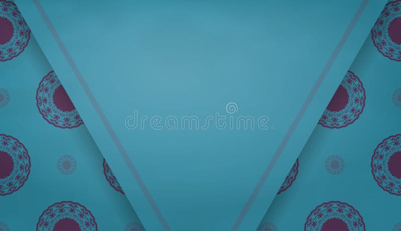 Turquoise Banner Template with Vintage Purple Pattern and Space for ...