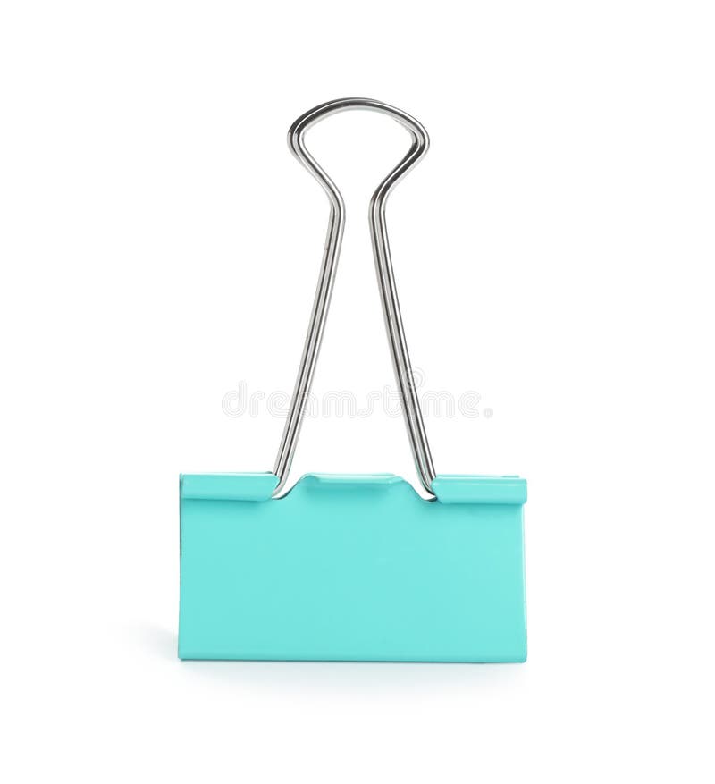 Turquoise Binder Clip Isolated on White. Stationery Stock Photo - Image ...