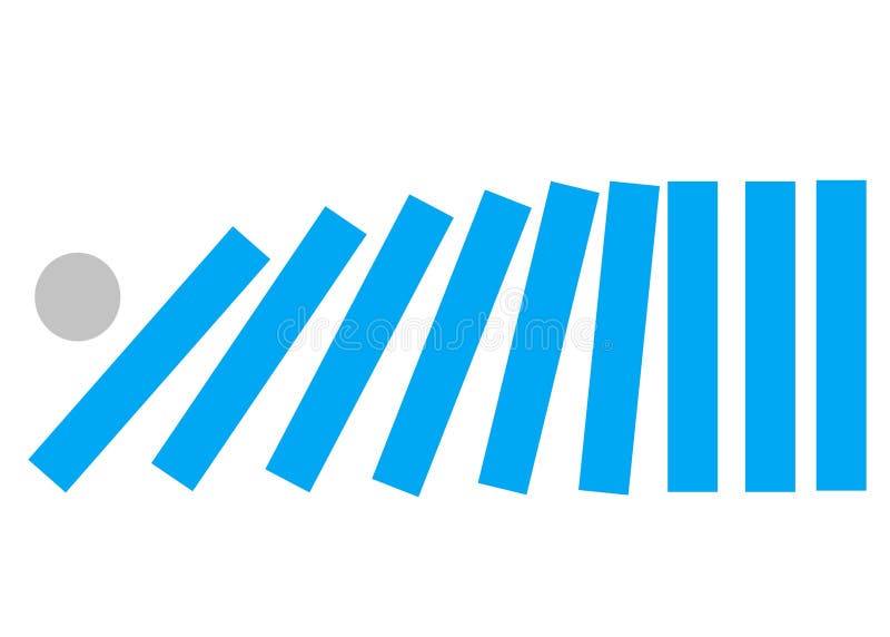 Turquoise Blue Blocks Toppled by a Light Grey Ball Illustrating the ...