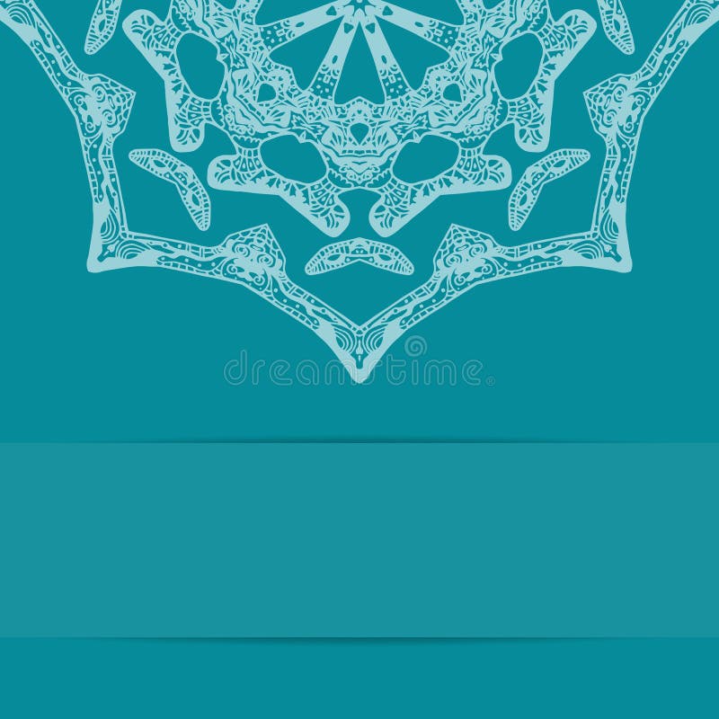 Turquoise Blue Card with Ornate Pattern and Copy Stock Vector ...